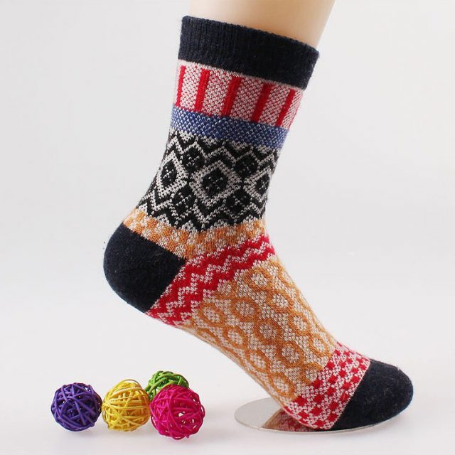 5 Pairs Colorful Wool Thermal Women’s Socks Set