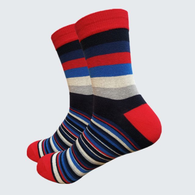 5 Pairs Colorful Striped Men’s Socks Set