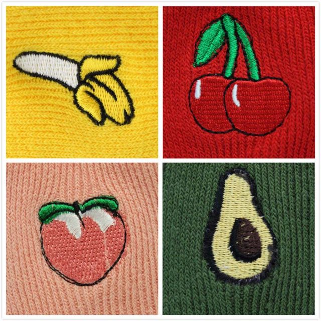Long Women’s Socks with Fruit Embroidery