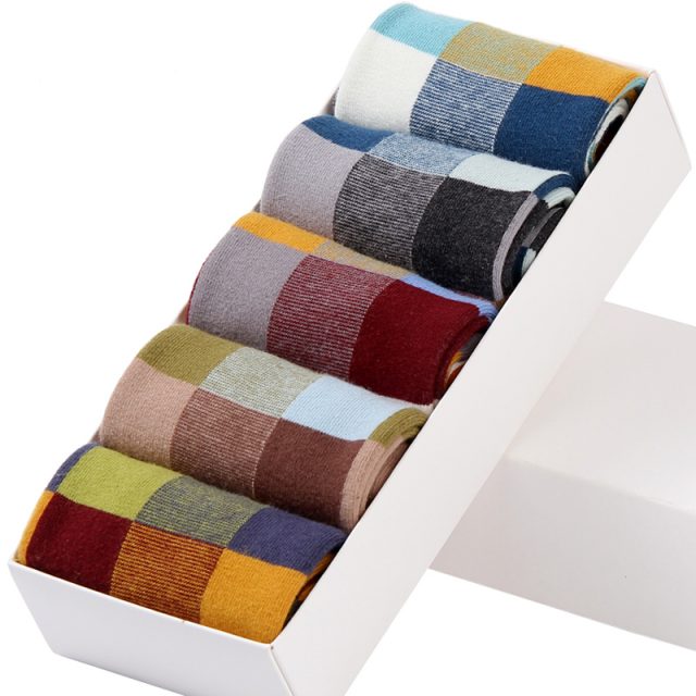 5 Pairs Happy Colorful Cotton Compression Men's Socks